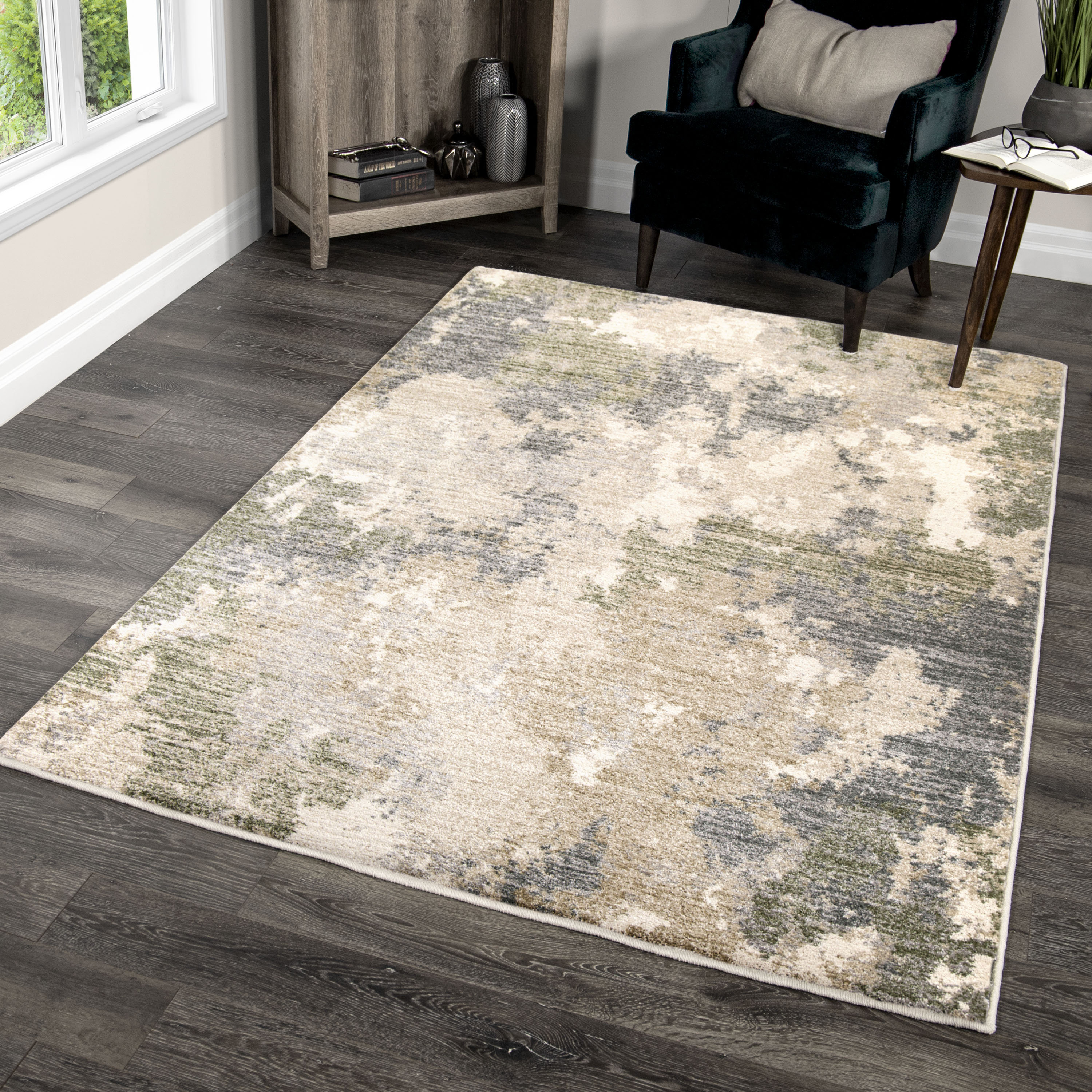 17 Stories Riverstone Abstract Multi Stain Resistant Area Rug | Wayfair