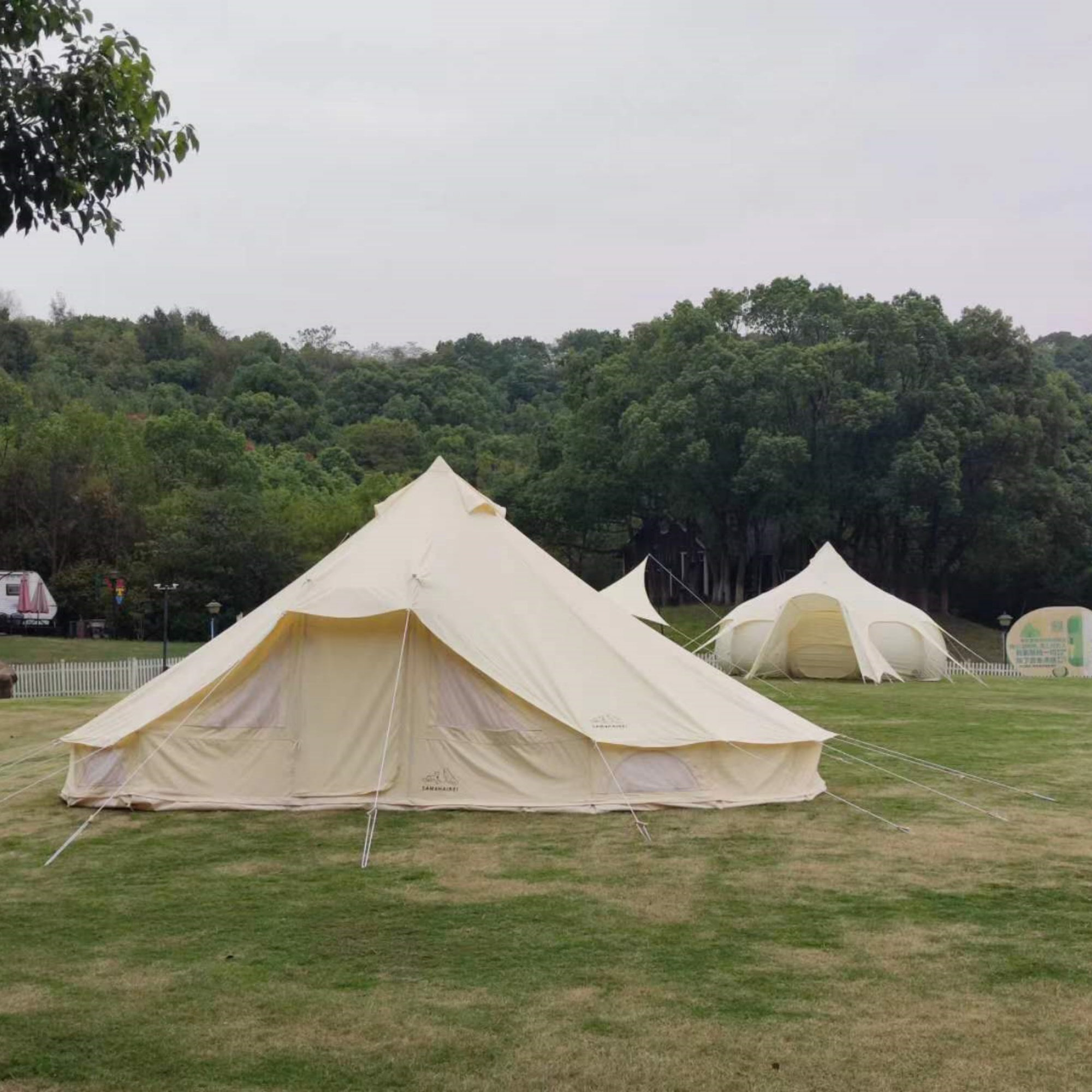 HomeViewto 6 Persons Canvas Tent Bell Tent Glamping,4 Seasons Yurt Tent ...