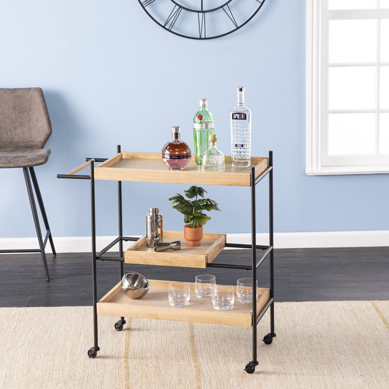 17 Stories Tomy Rolling Bar Cart | Wayfair
