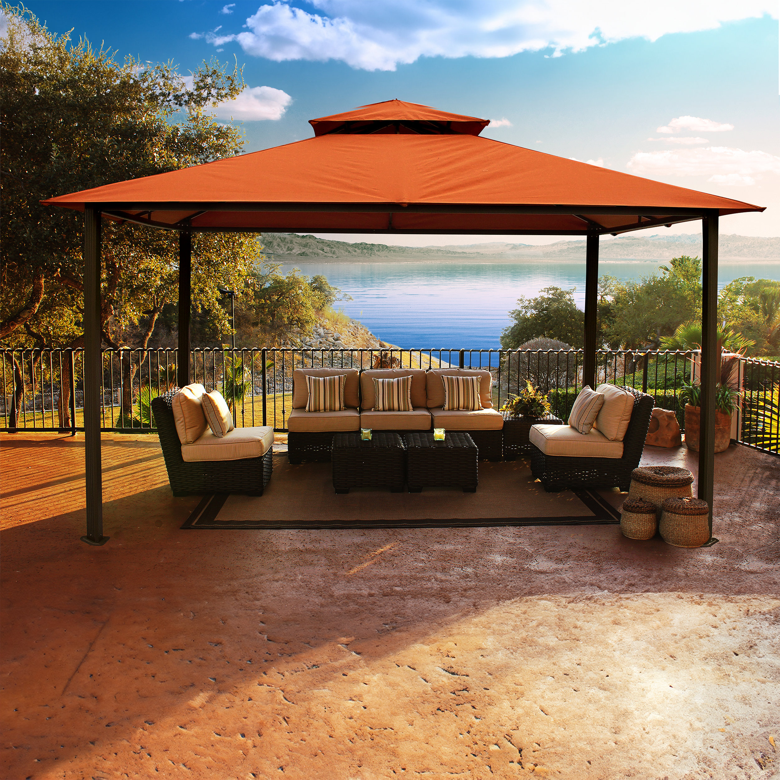 Paragon-Outdoor Barcelona 10 Ft x 12 Ft. Aluminum Soft Top Gazebo with ...