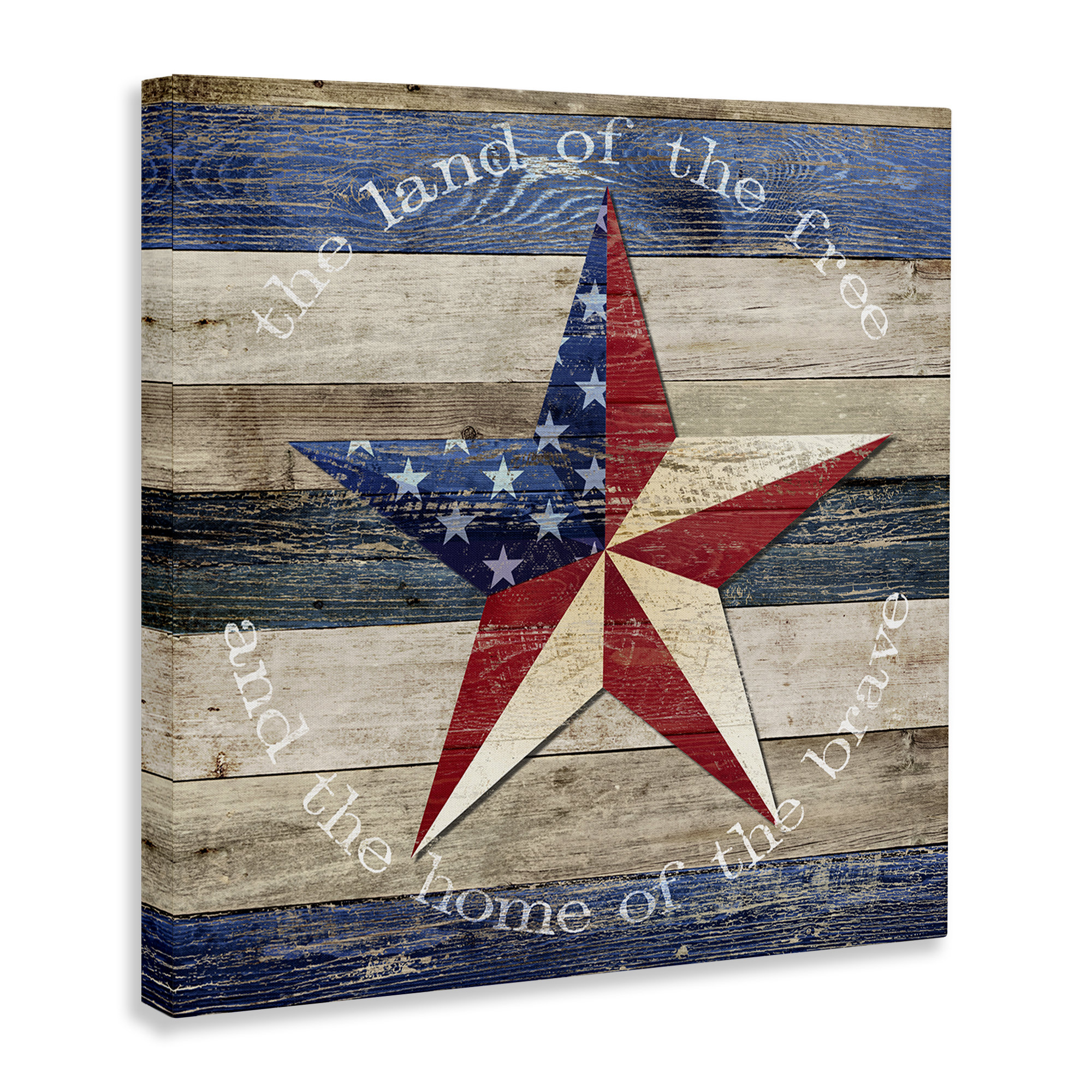 Union Rustic Patriotic Star & Phrase Canvas Wall Art, design by Susan ...
