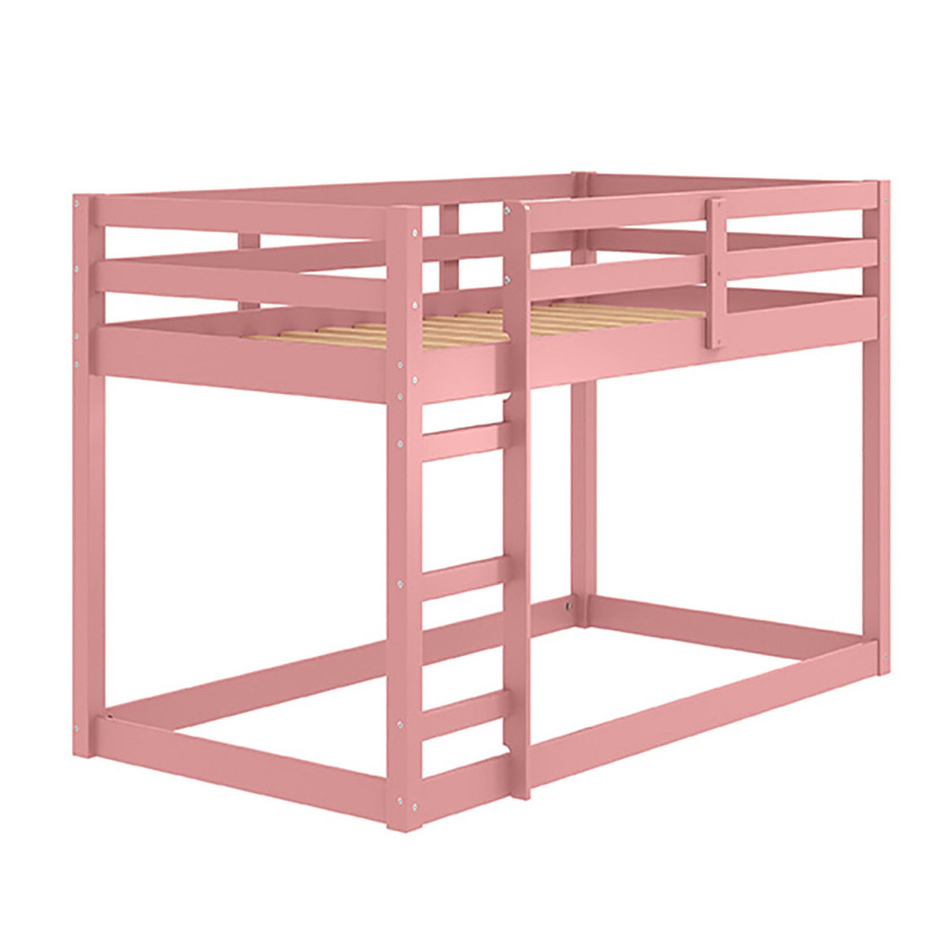 Harriet Bee Twin Pink Loft Bed With Wood Frame - 13 Slat Setup For ...