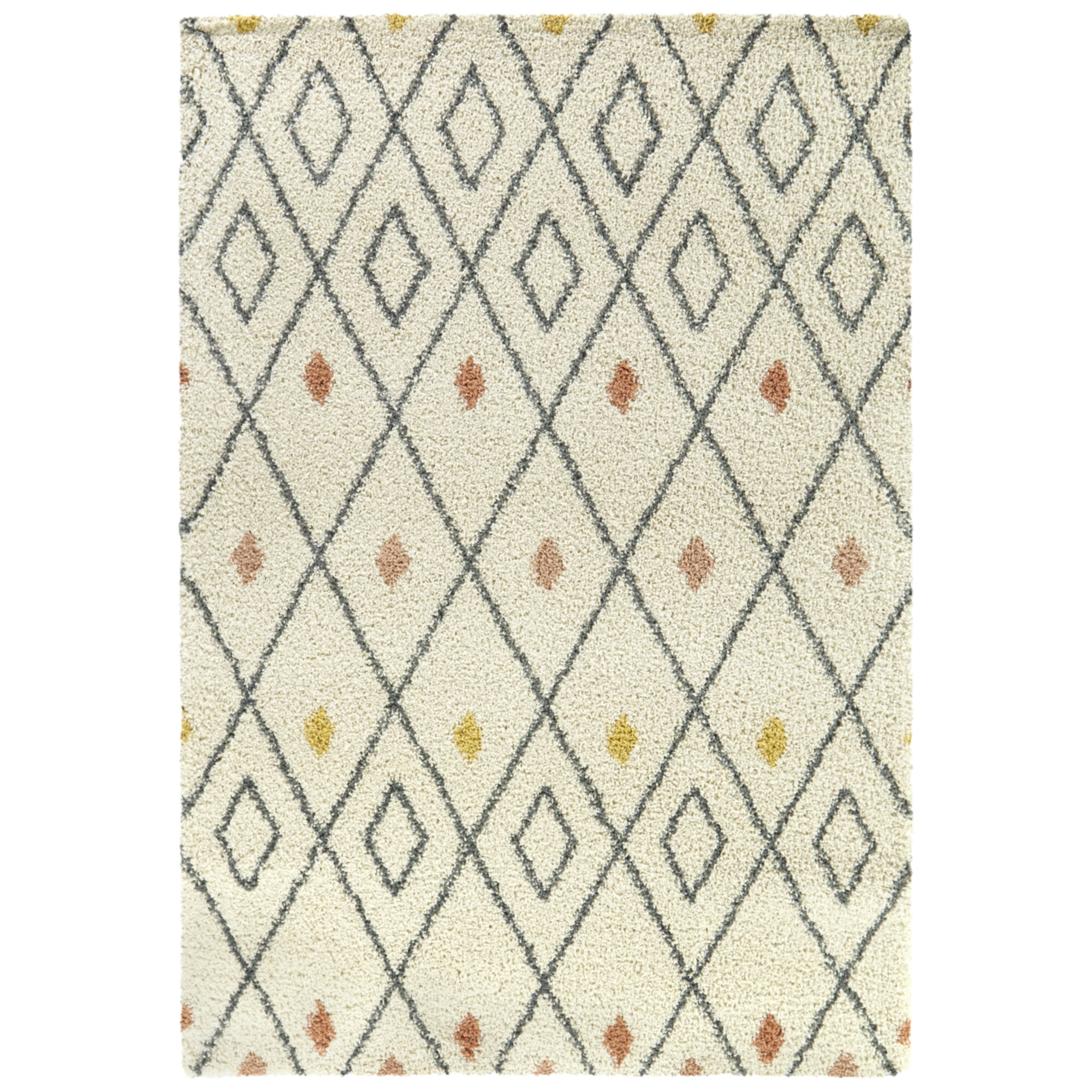 Foundry Select Cream Moroccan Trellis Shag Area Rug | Wayfair