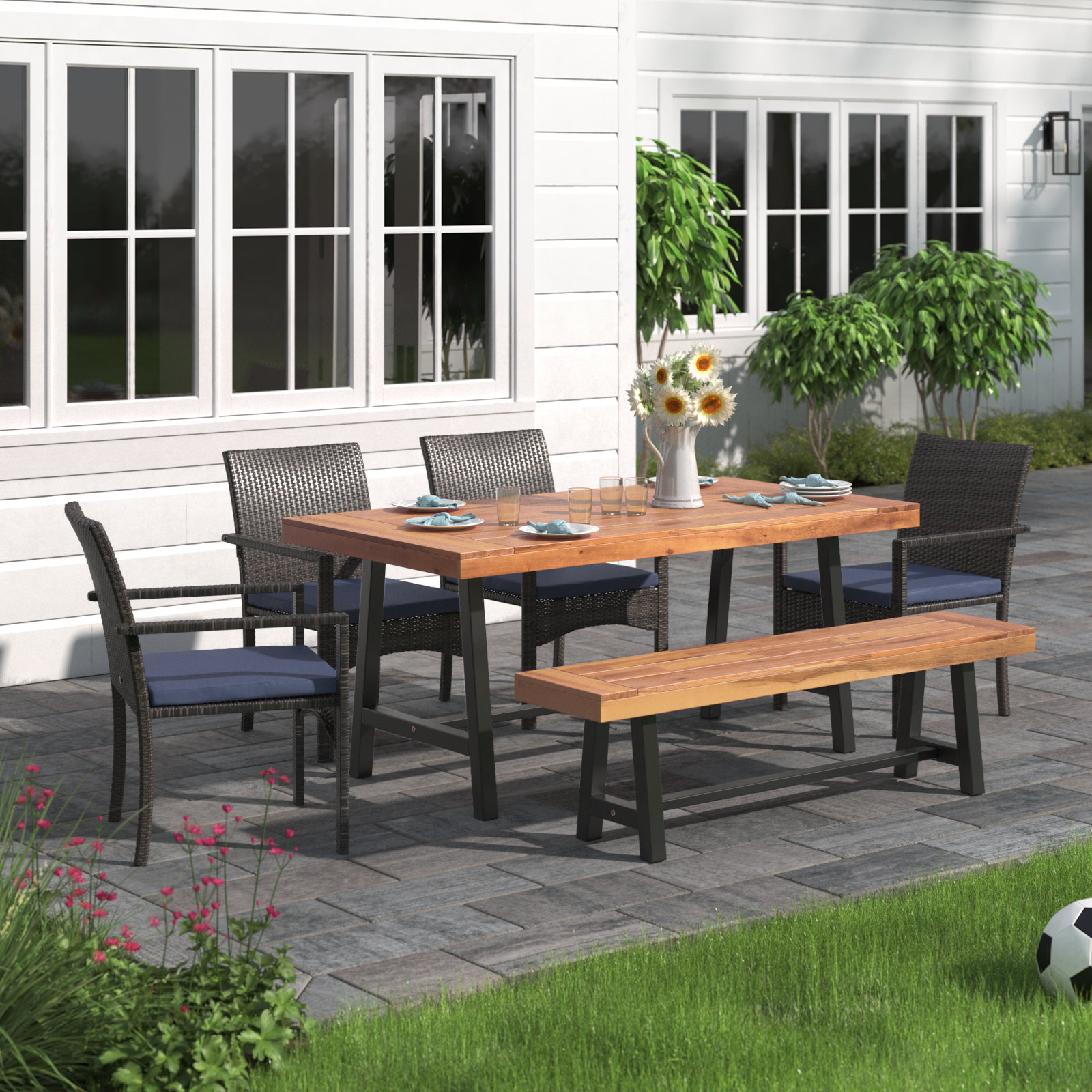 Lark Manor™ Alyah Rectangular 6 - Person 67.7'' Long Dining Set with ...