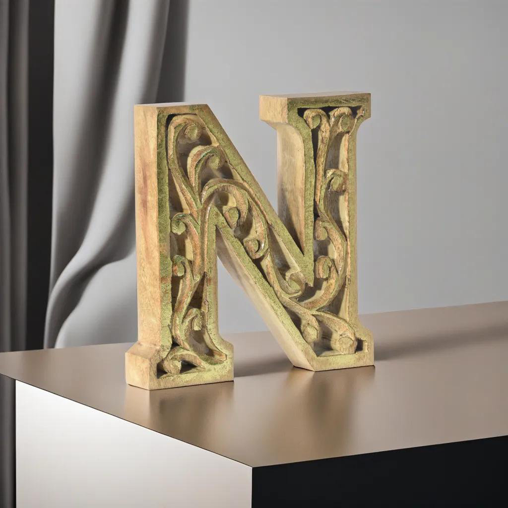 Bungalow Rose Alamanda Handmade Eco-Friendly "N" Alphabet Letter Block ...
