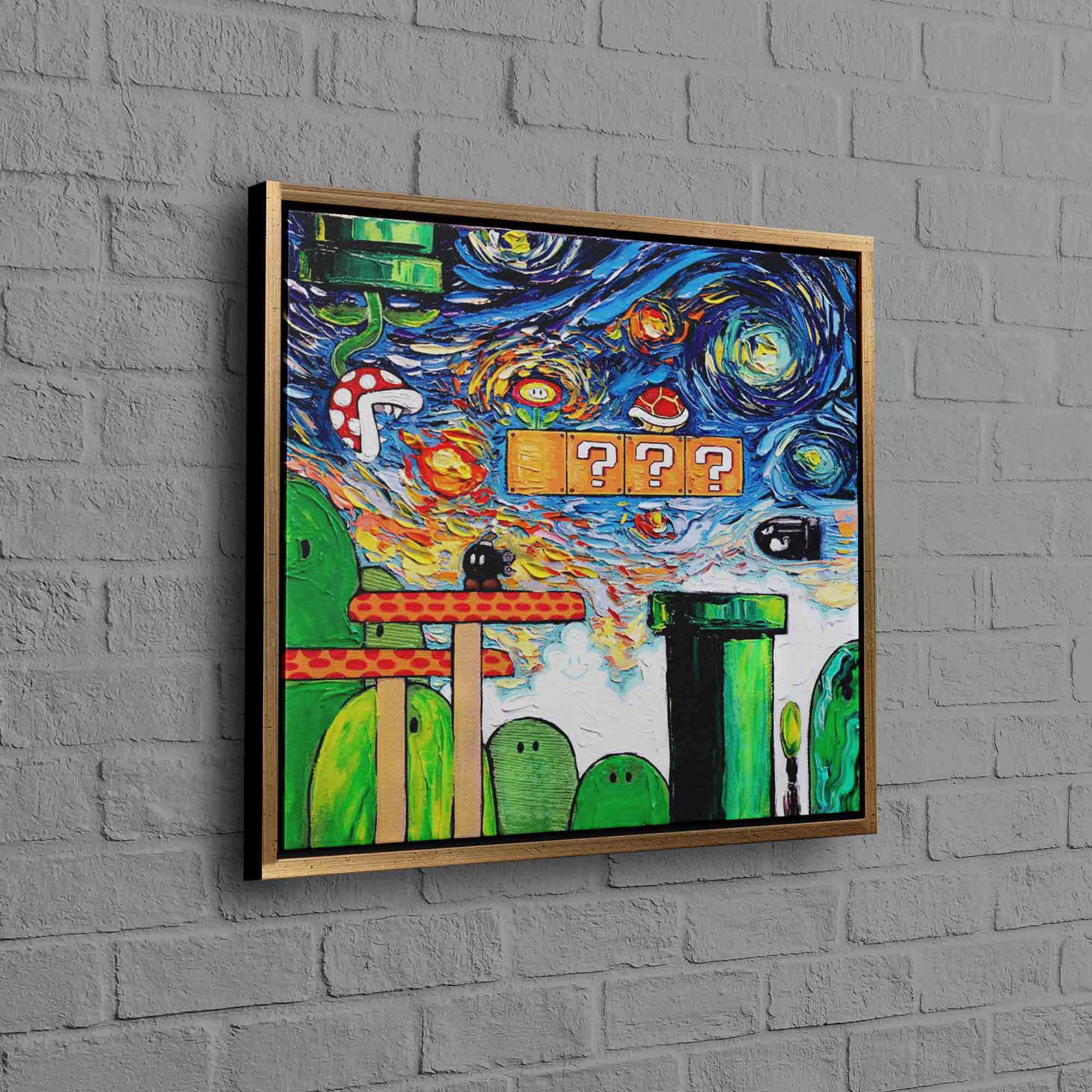 Vault W Artwork Super Mario World Inspired Van Gogh Style Cotton Canvas ...
