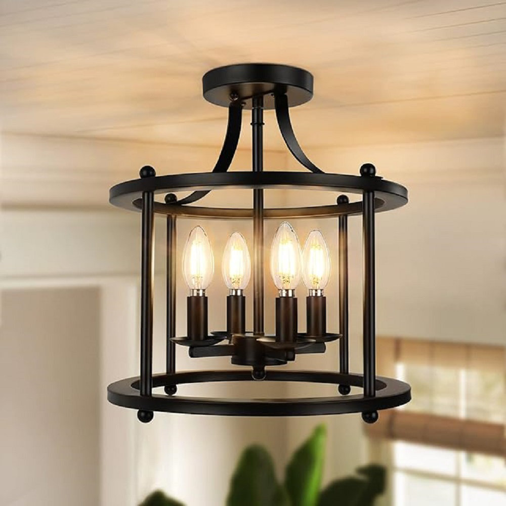 Gracie Oaks Farmhouse Semi Flush Mount Ceiling Light Fixture, 4-Light ...