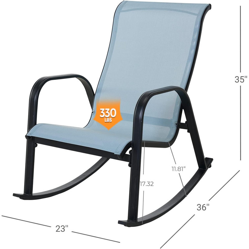 olilawn Outdoor Rocking Chair Mesh Sling Rocker Seating Outside For ...