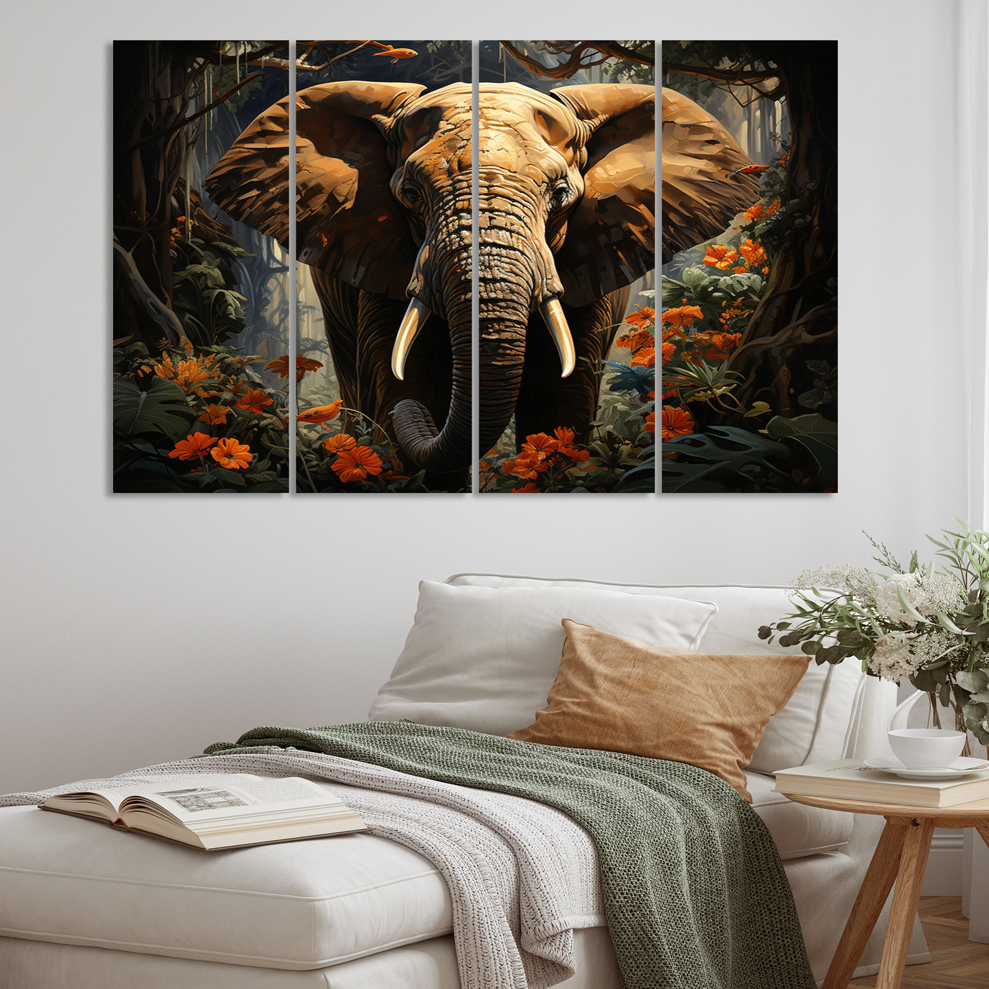 Design Art Elephant Jungle Royalty - Animals Metal Wall Art Prints Set ...