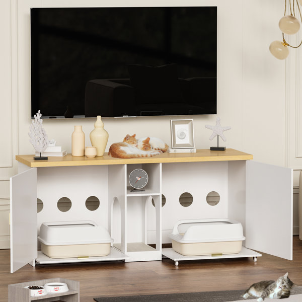 Tucker Murphy Pet™ Cat Litter Box Enclosure For 2 Cats & Reviews | Wayfair
