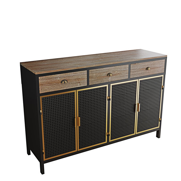 Mercer41 Nelia Modern Sideboard with 3 Top Drawers, Freestanding ...