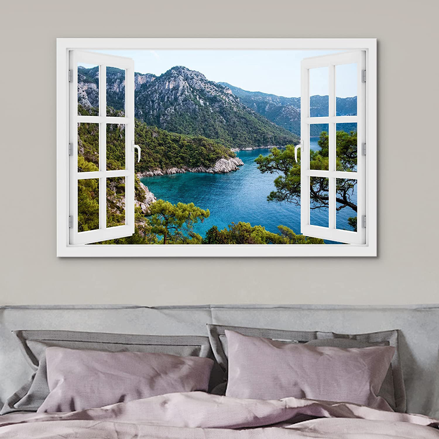IDEA4WALL Canvas Print Wall Art Window View Aerial View Tropical Ocean ...