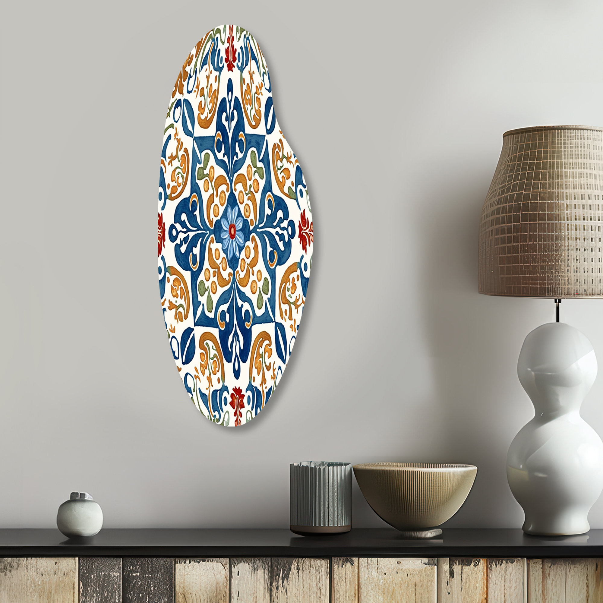 Design Art Mediterranean Tiles In Retro Blue VII - Abstract Tile Curved ...