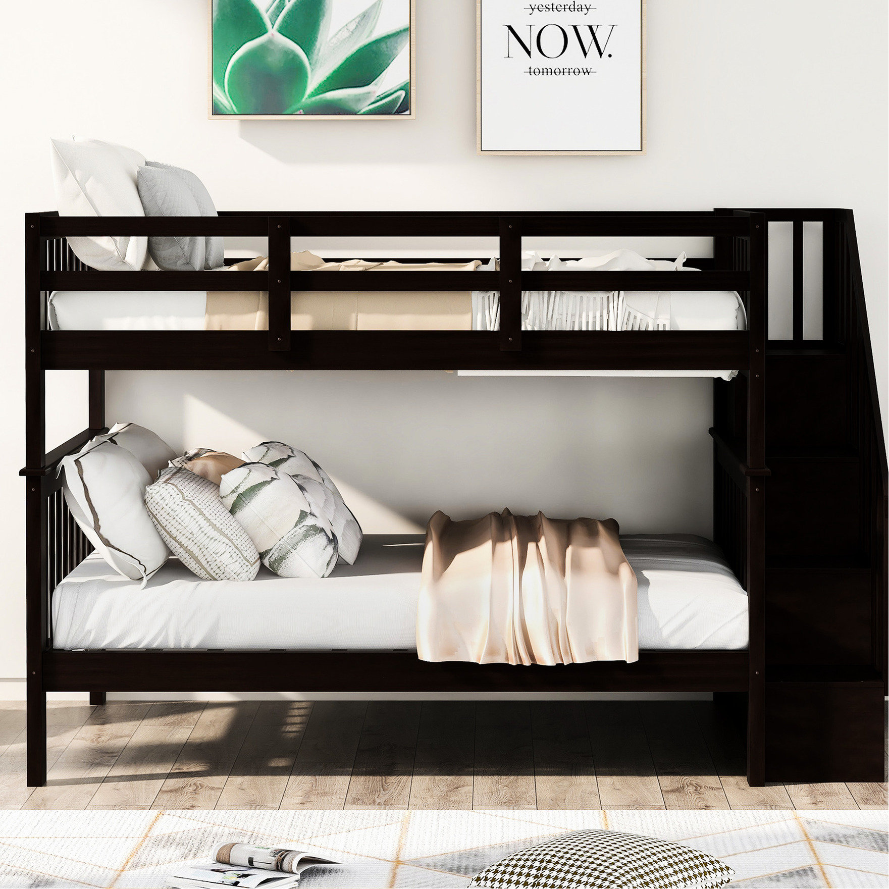 Darby Home Co Stairway Bunk Bed In With Secure Storage, , Stable For ...