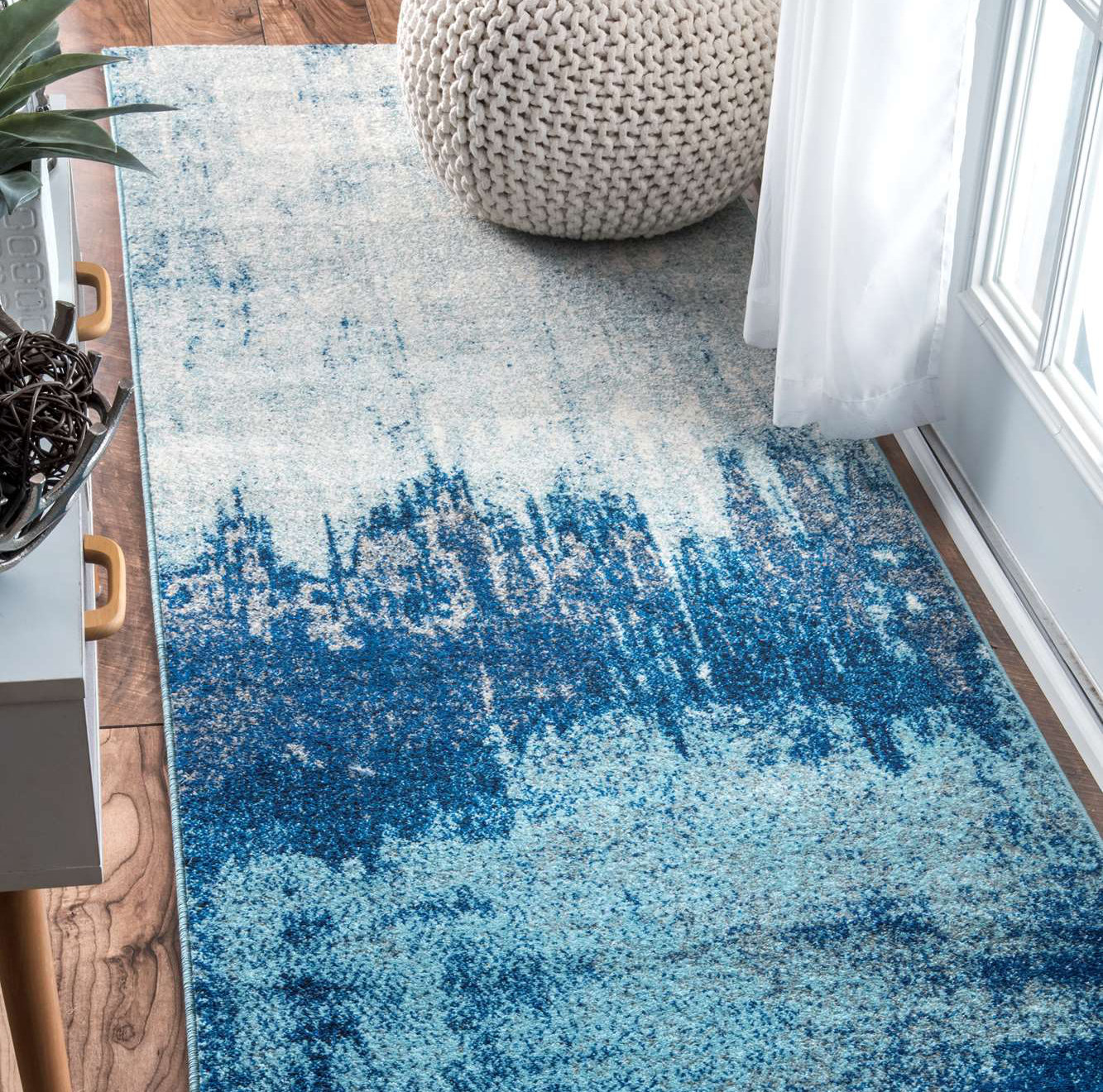 Hashtag Home Hani Power Loom Blue/Dark Blue/White Rug & Reviews ...