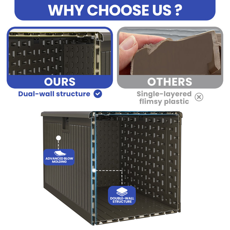 Edrosie Inc 44.4'' W 90 Gallons Resin Lockable Recycling Bin in Light ...