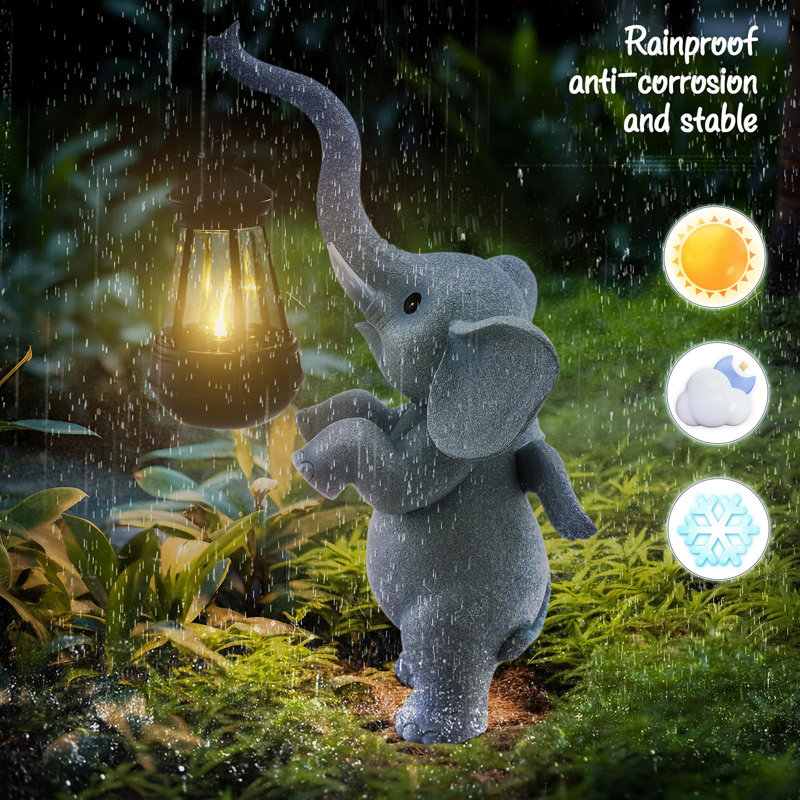 The Holiday Aisle® Angel Elephant Statue Outdoor | Wayfair