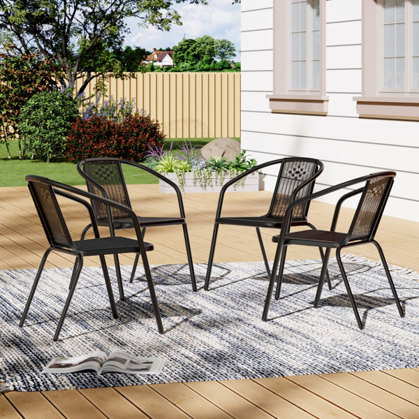 Latitude Run Outdoor Folding Black Silk Screen Table and Chairs Set for ...