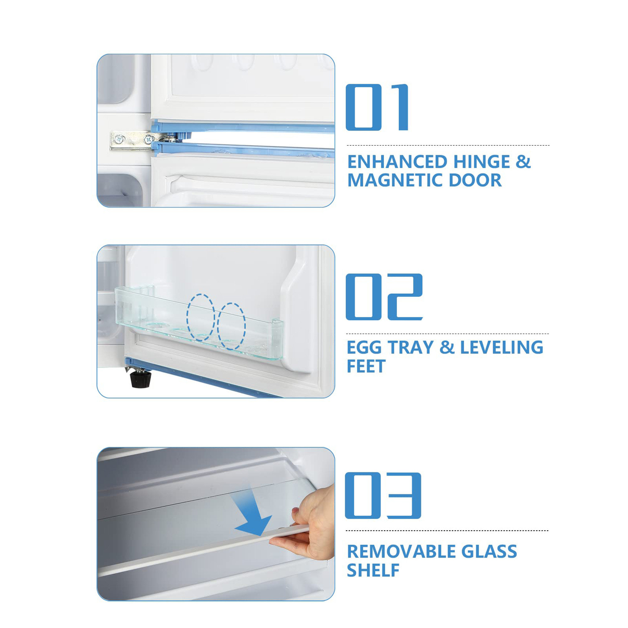 LIYU 3.5 Cu.ft Compact Refrigerator, Retro Mini Fridge with Freezer ...