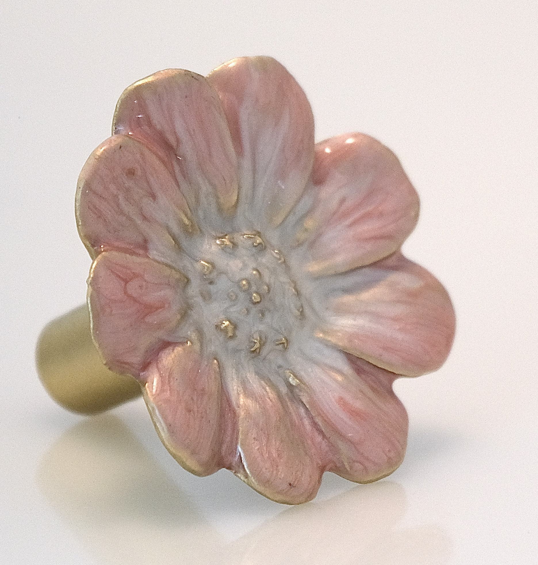 Charleston Knob Company Pink Dahlia Flower Knob - Cloisonne on Pewter | Wayfair