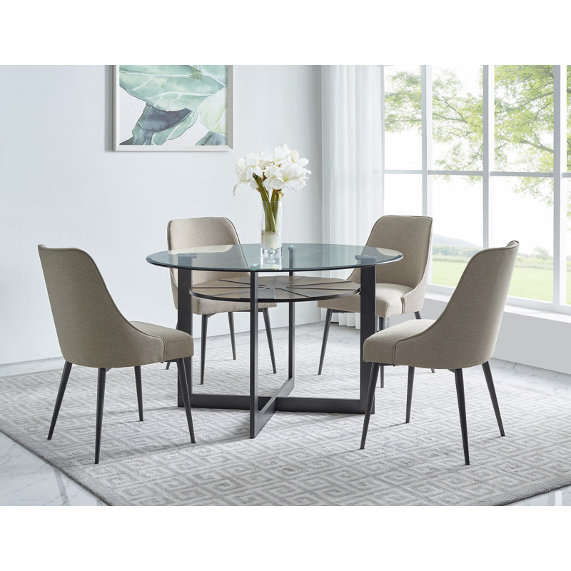 Mercury Row® Rowlett Round Glass Dining Table & Reviews | Wayfair