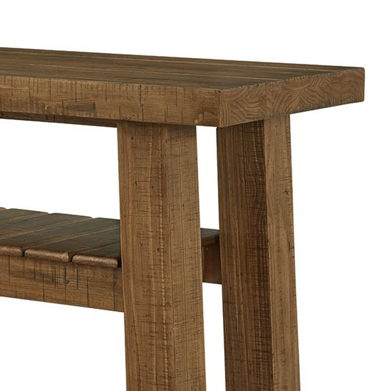 Benjara Ack Sofa Console Table, Slatted Shelf, Block Legs, 48 Inch ...