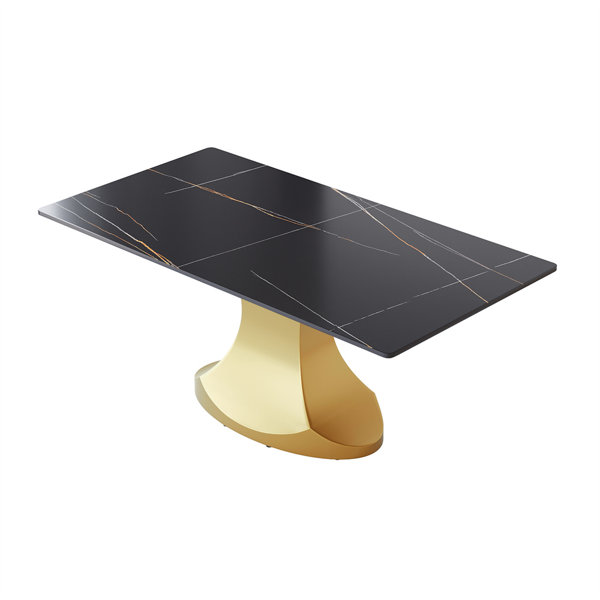 Everly Quinn Valbon Metal Base Dining Table | Wayfair