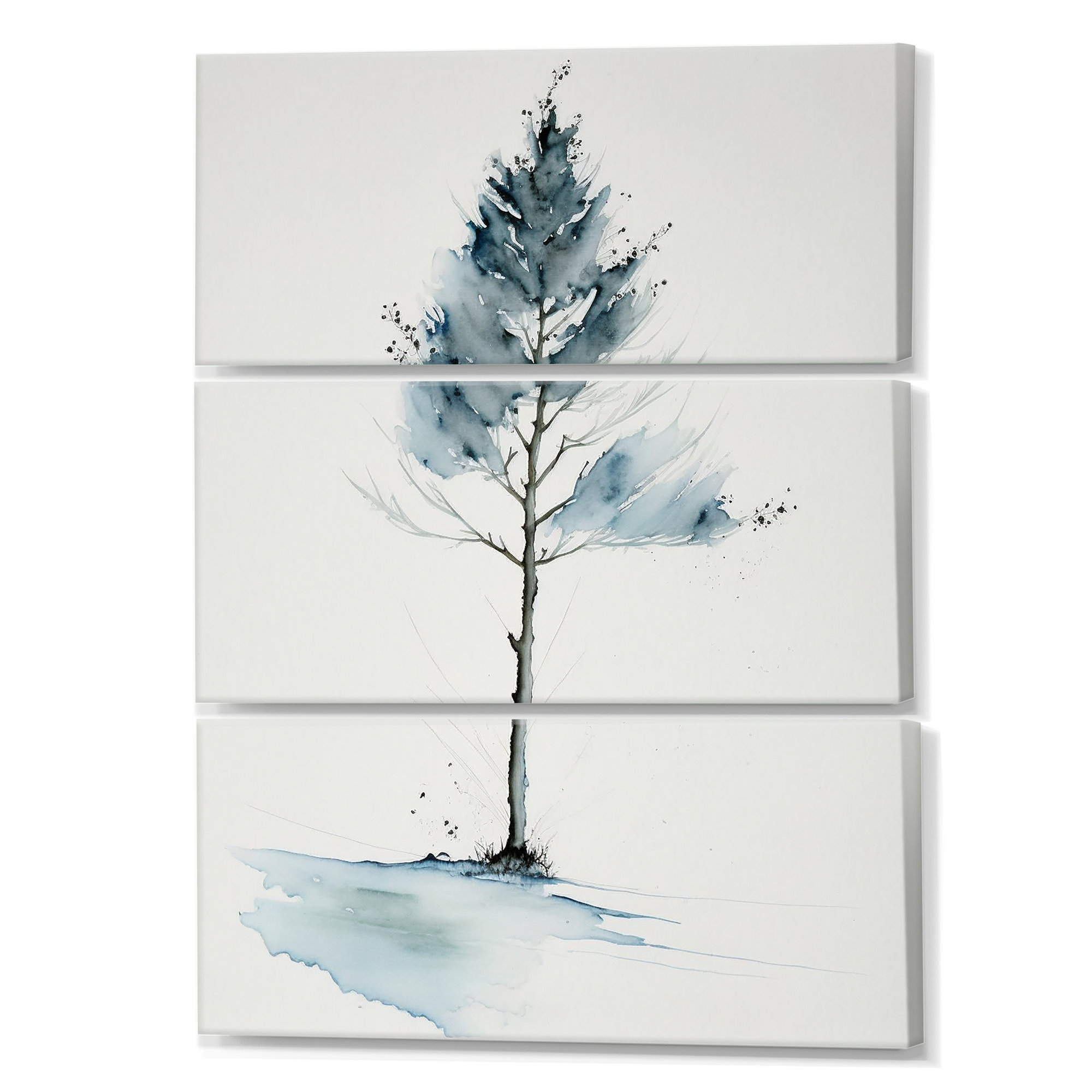 Red Barrel Studio® Blue Watercolor Tree In The Countryside II " Blue ...
