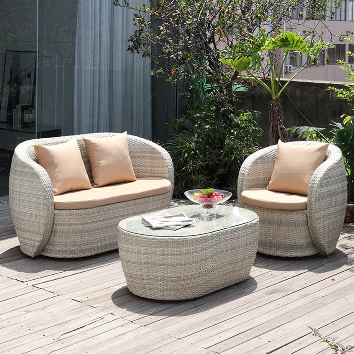 Orren Ellis Clera Outdoor Seating Group with Cushions | Wayfair