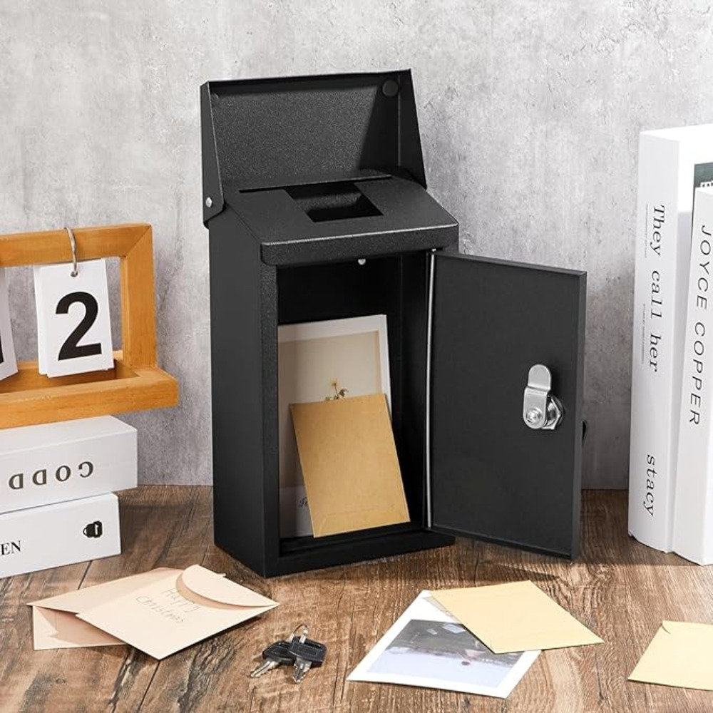 Invenitiah Metal Locking Mailbox Wall Mount With Key Lock Drop Lock Box ...
