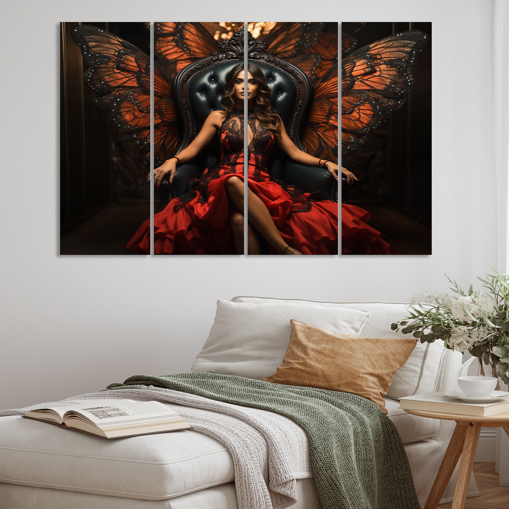 Design Art Red Queen Of Angel III - Fashion Woman Metal Wall Decor Set ...