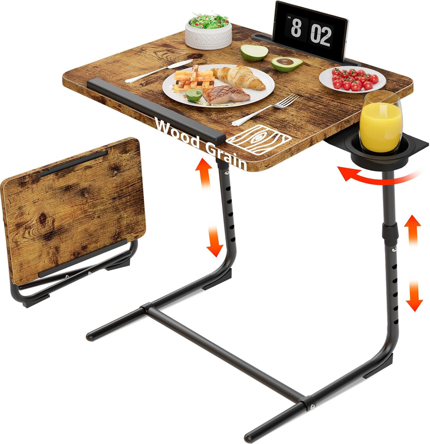 17 Stories Folding TV Tray Adjustable Dinner - Trays For Eating On Couch Wooden Tables Mate ...