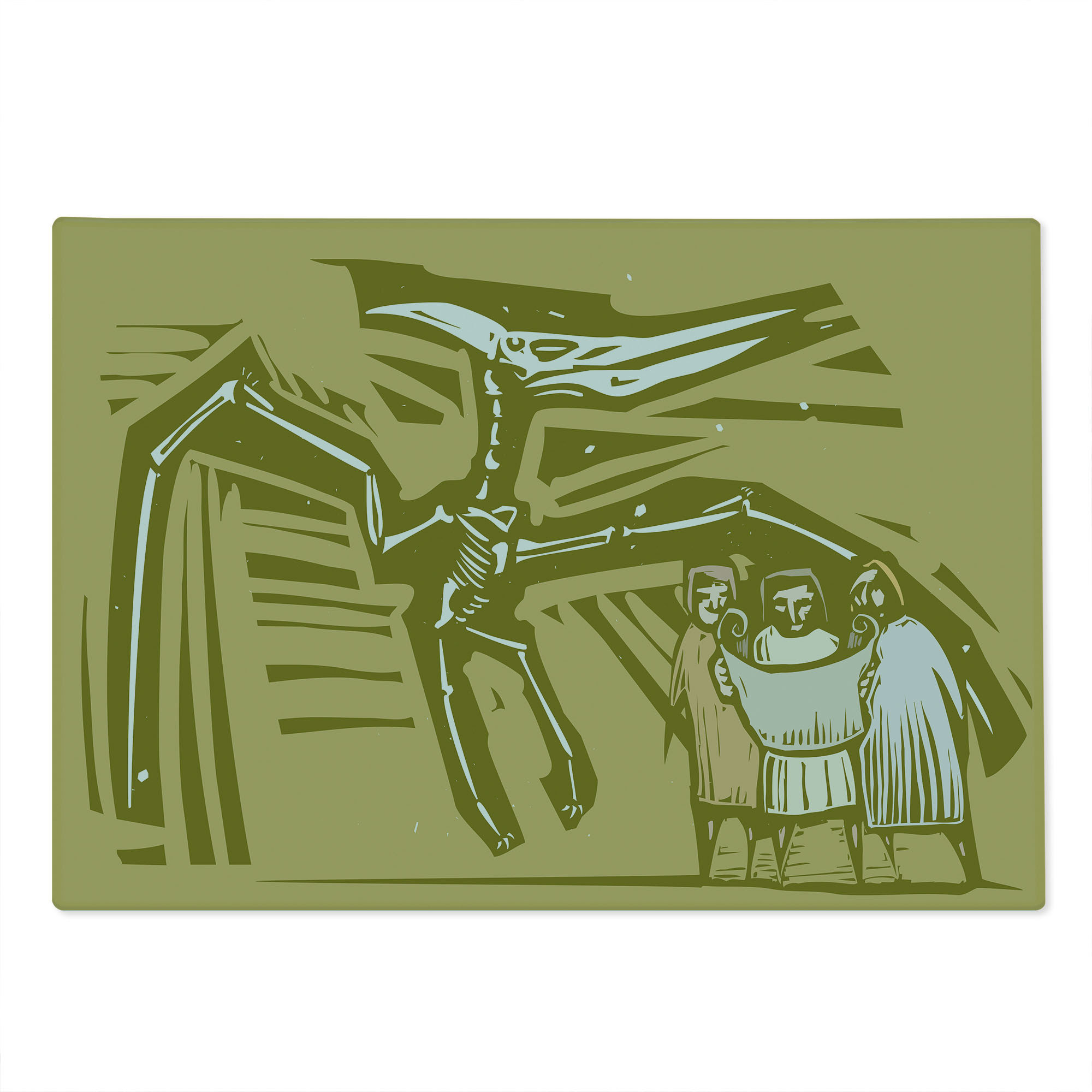 Ambesonne Bones Cutting Board Large Size Woodcut Style Dinosaur Fossil ...