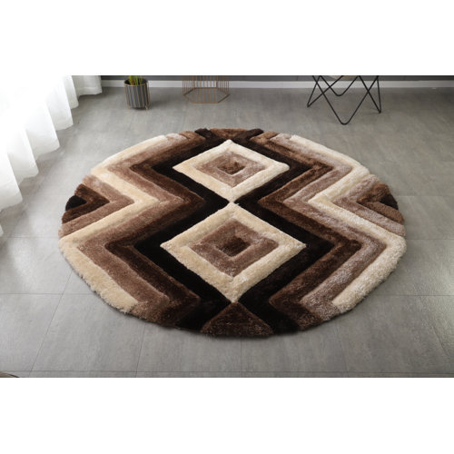 Latitude Run® Corey-Leigh Abstract Shag Brown/Beige Area Rug & Reviews ...