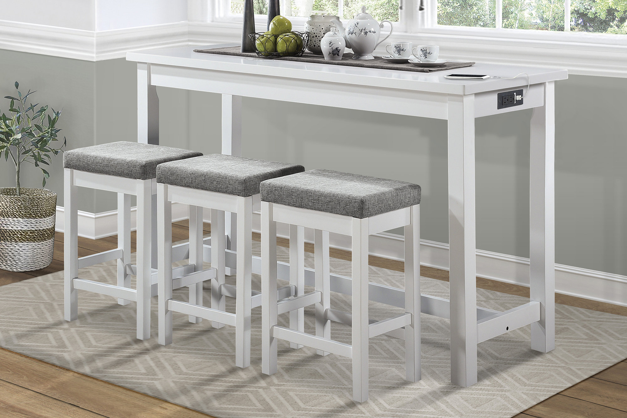 Red Barrel Studio® 4pc Counter Height Dining Set Finish Counter Height ...