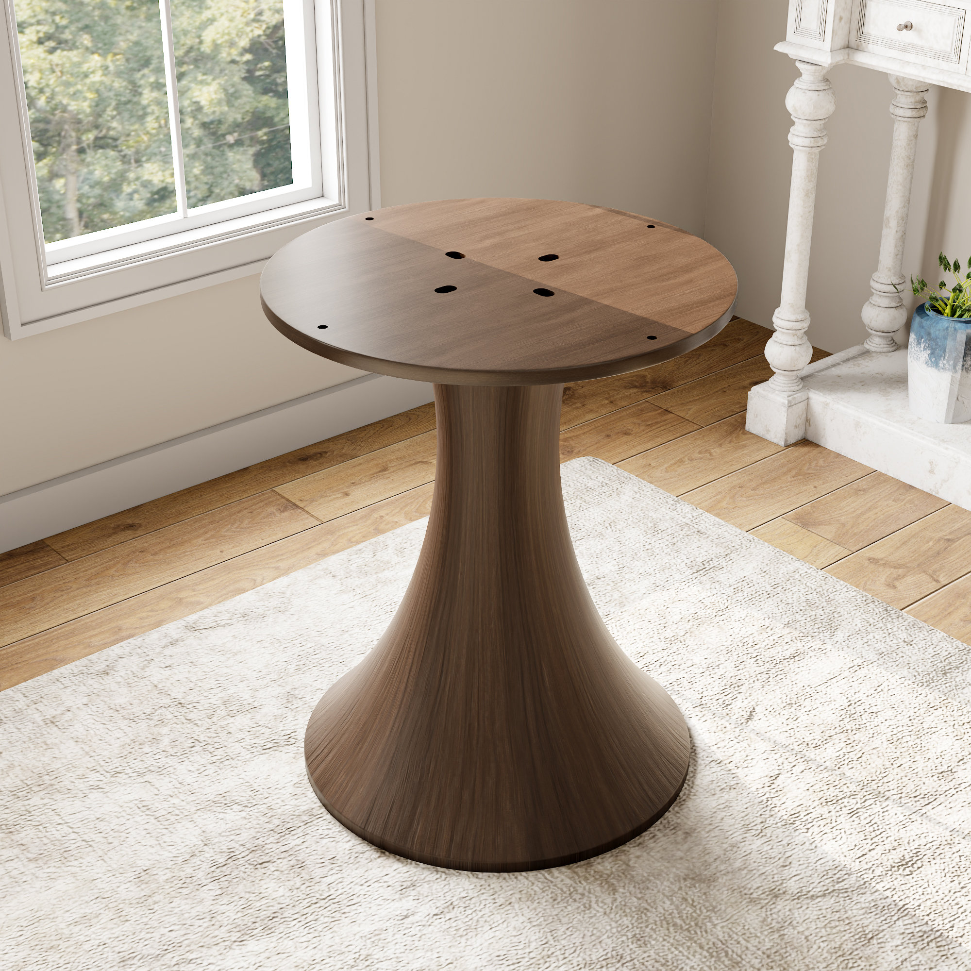 MAVOLK Round Table Pedestal Dark Walnut Dining Table Base Standard ...