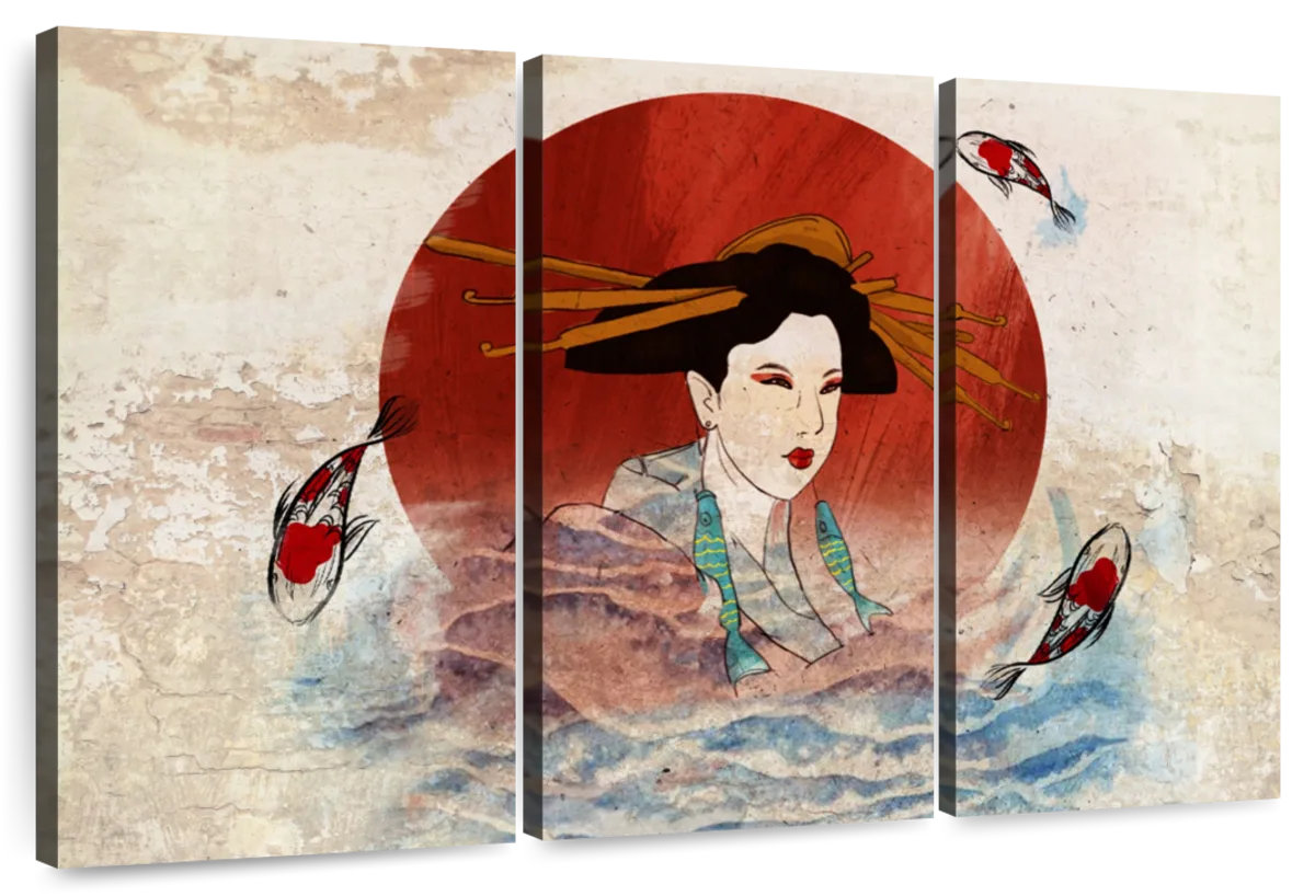 Lark Manor™ Leisha Japanese Koi And Geisha | Wayfair
