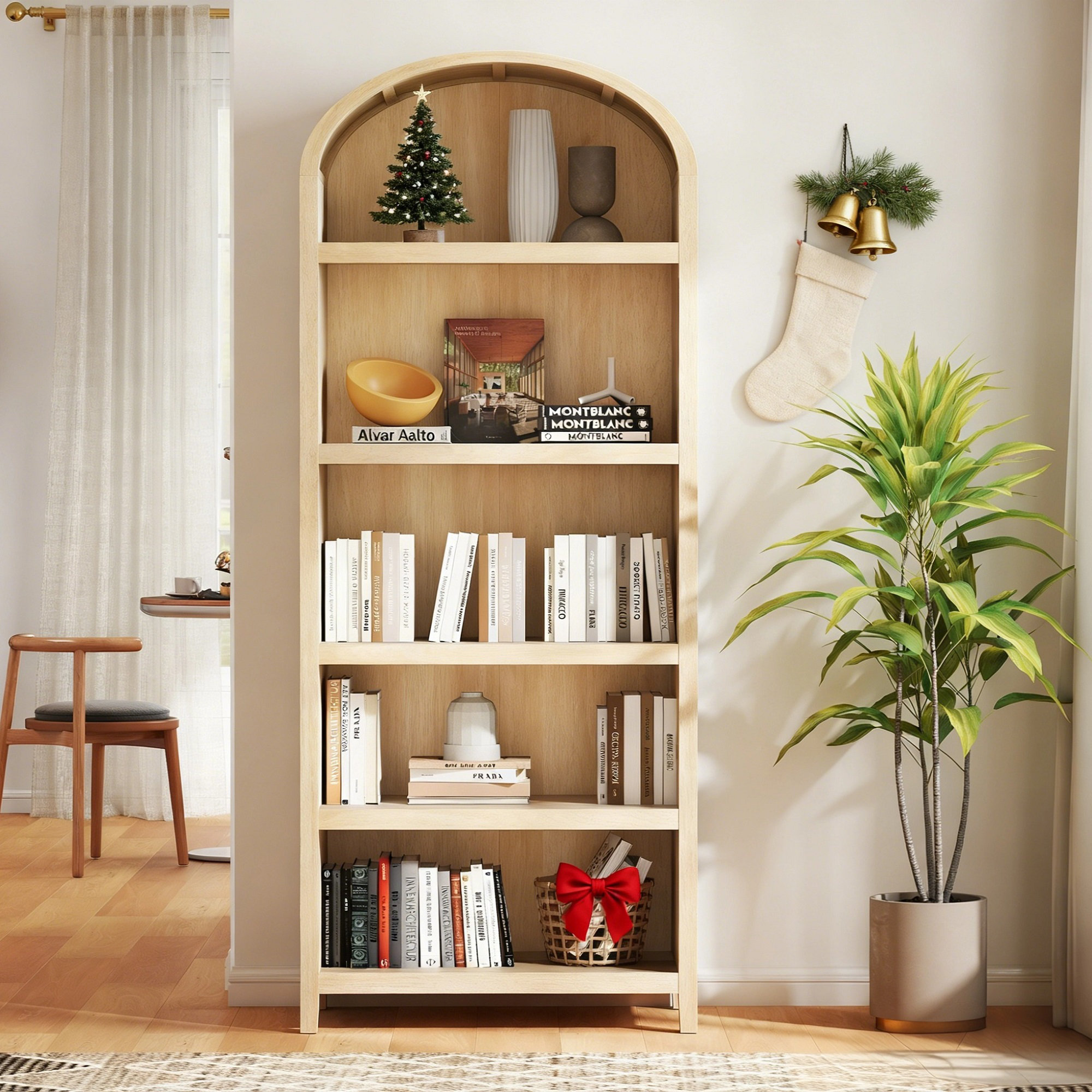 Inbox Zero Onetha 76''H Curved Arch 5-Shelf Bookcase | Wayfair