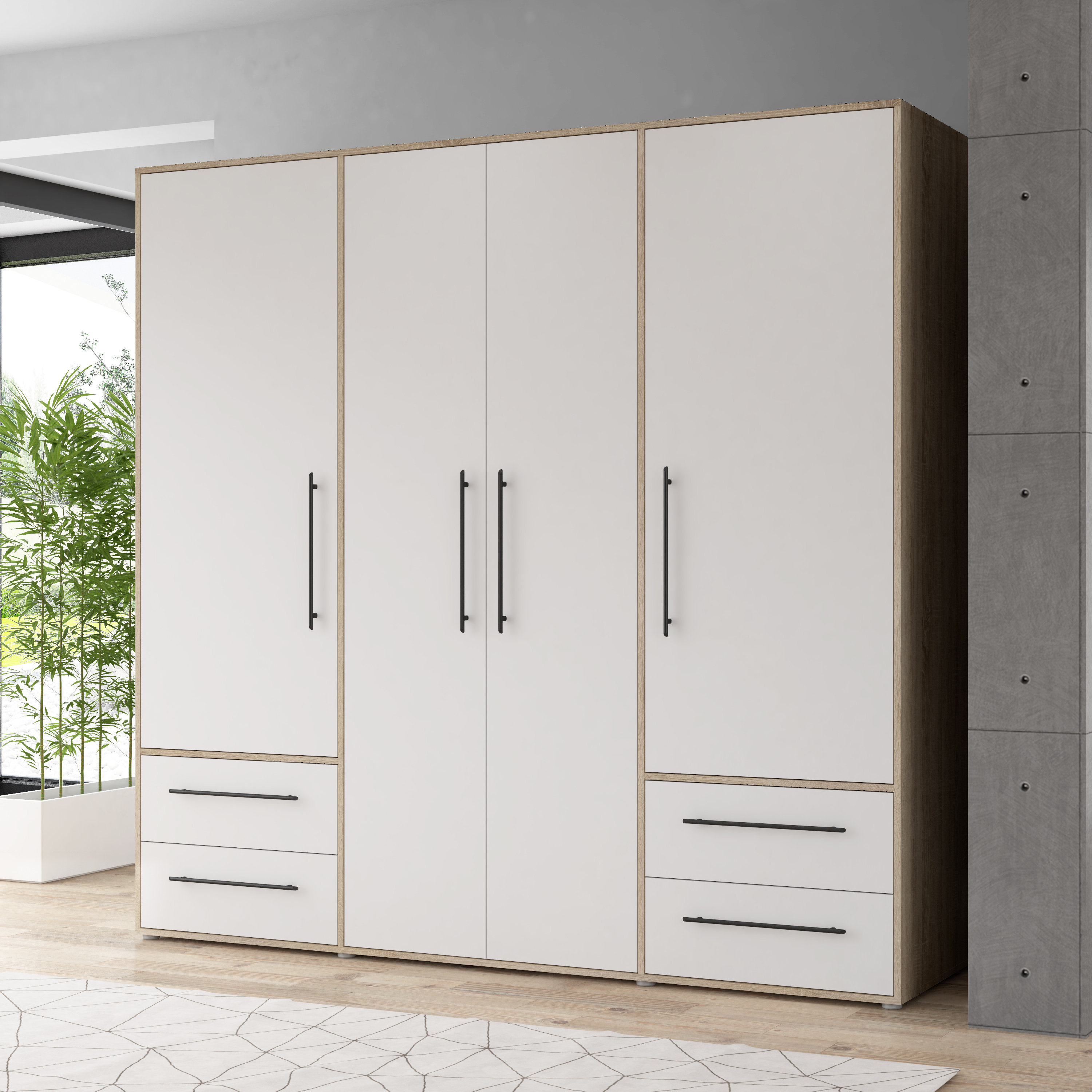 17 Stories Minija 4 Door Manufactured Wood Wardrobe | Wayfair.co.uk