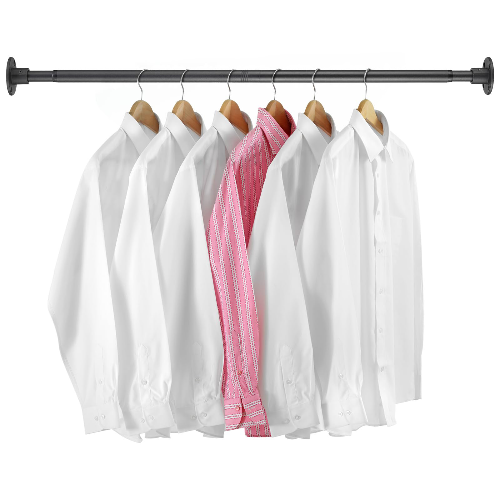 Rebrilliant Adjustable Metal Closet Clothes Rod, Heavy Duty Closet ...