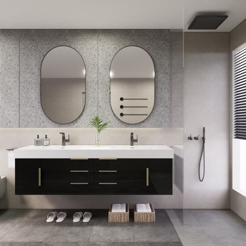 Willa Arlo™ Interiors Laramie 70.8'' Wall Mounted Double Bathroom ...