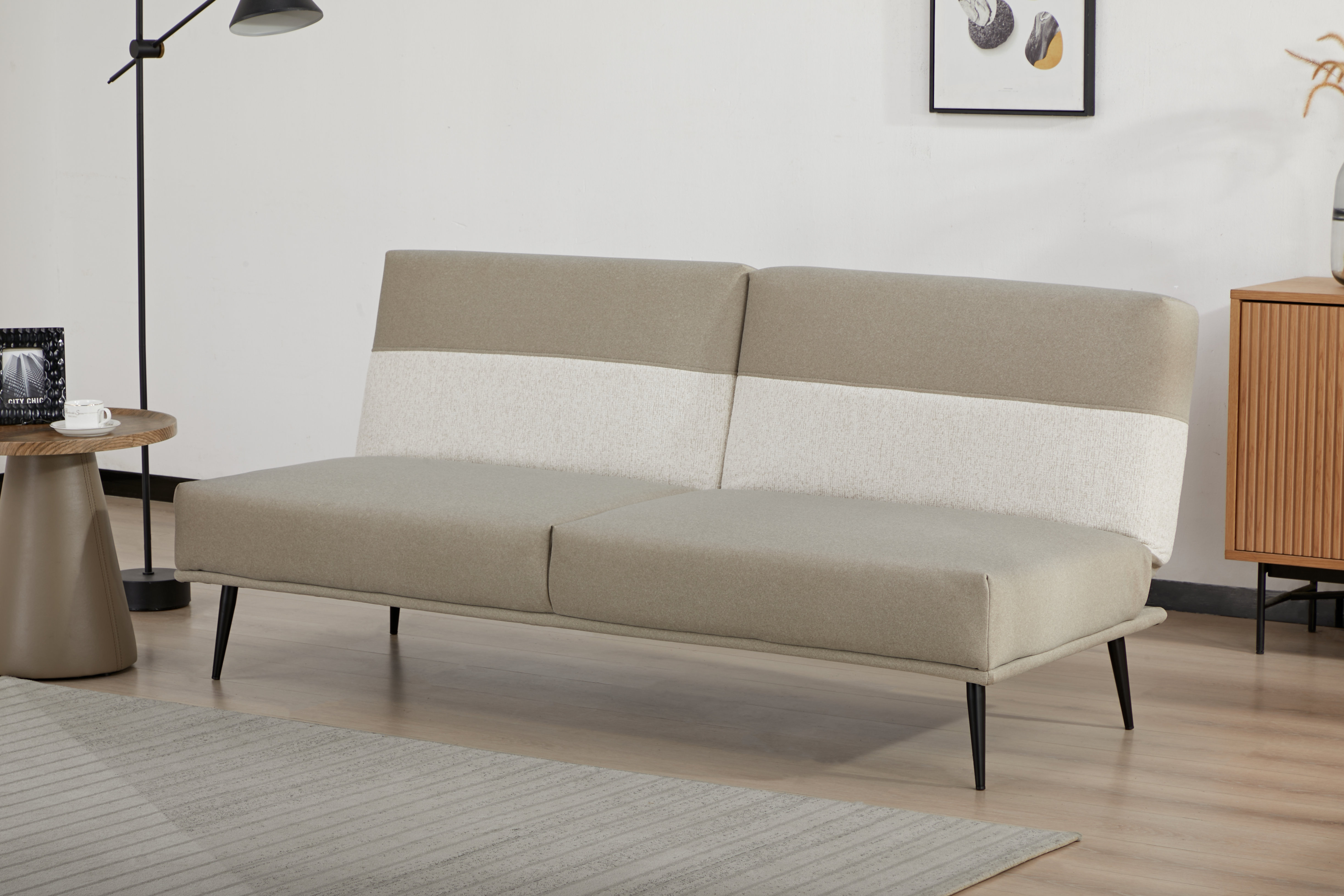 Cloud joy Home 72" White & Beige fabric 3 - Seater Split - Back ...