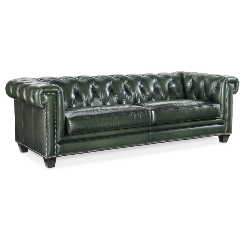 Hooker Furniture Charleston 96'' Genuine Leather Rolled Arm ...