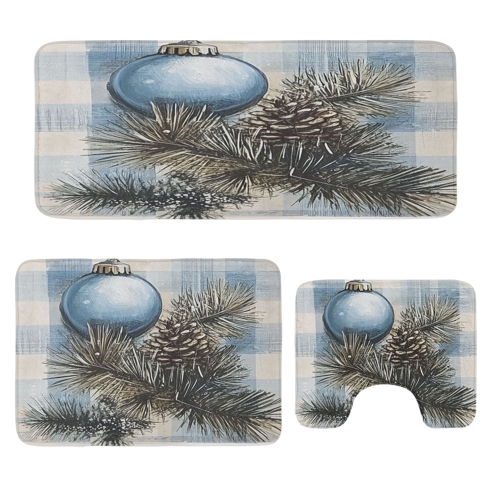 The Holiday Aisle® Christmas Bathroom Rug Set 3 Pieces U-Shape ...