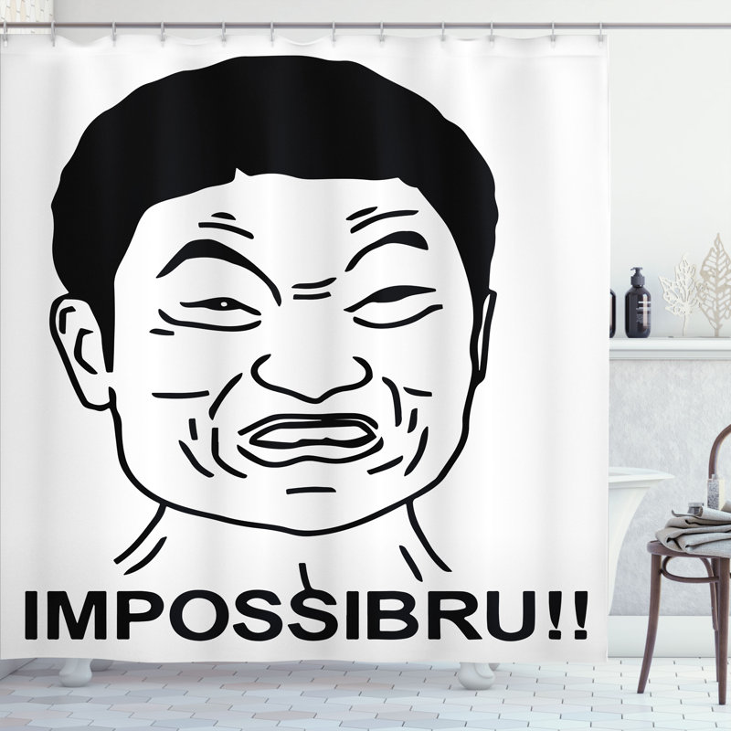 East Urban Home Humor Shower Curtain Impossibru Meme 69"Wx70"L Black ...