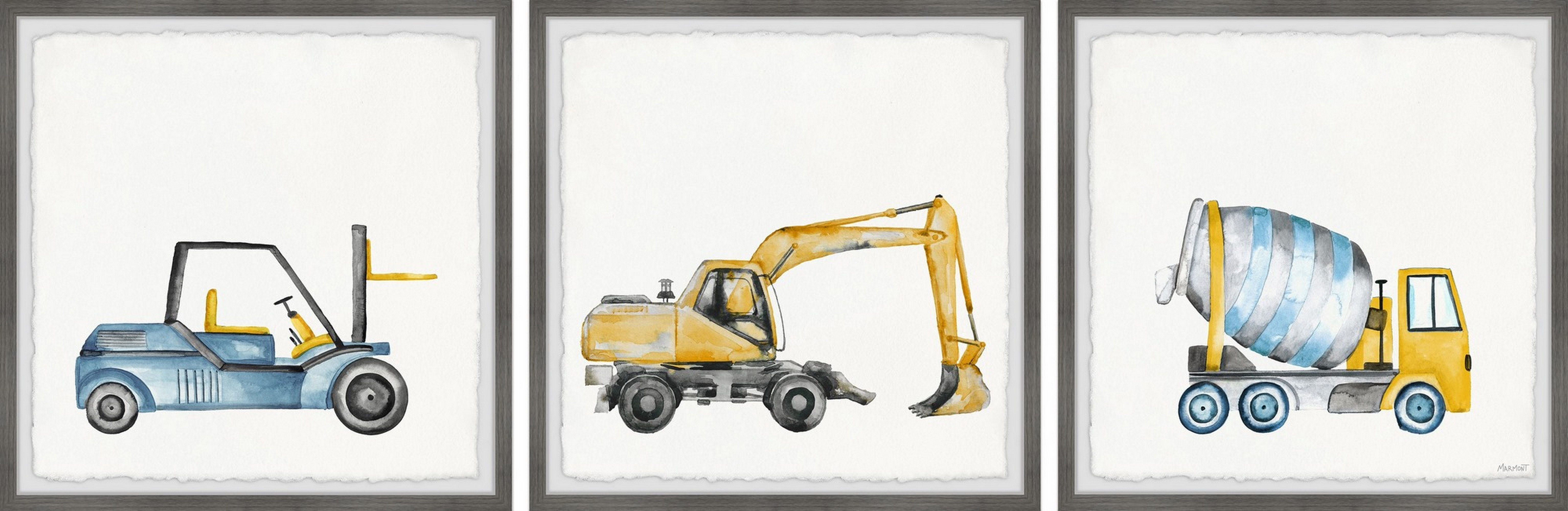 Harriet Bee Janay Wheeled Vehicles 3-Piece Framed Print Set | Wayfair