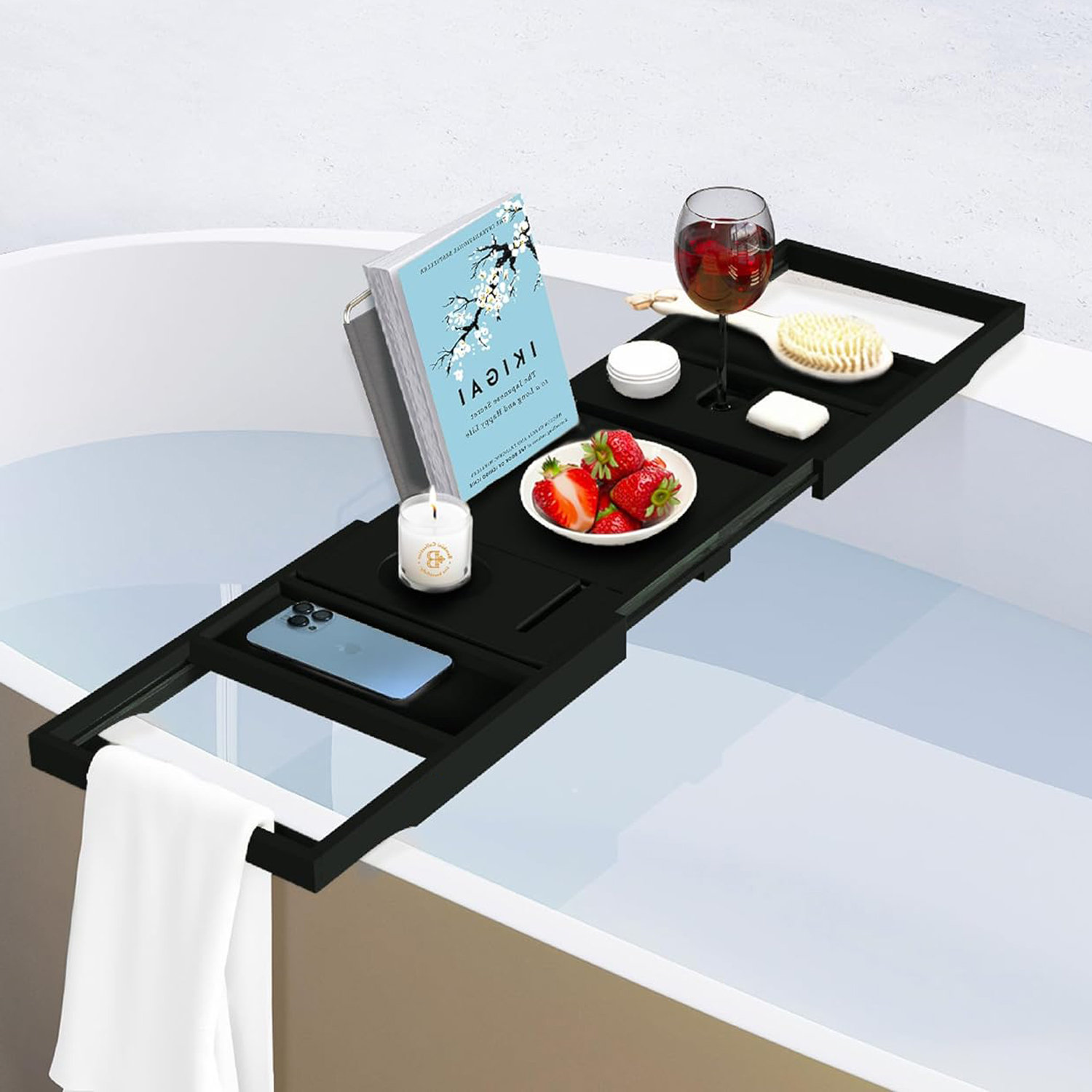 Rebrilliant Collapsible & Adjustable Bathtub Caddy, Space-Saving ...