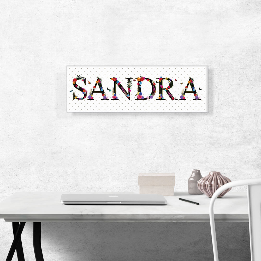 ARTCANVAS SANDRA Girls Name - Wrapped Canvas Panoramic Textual Art ...