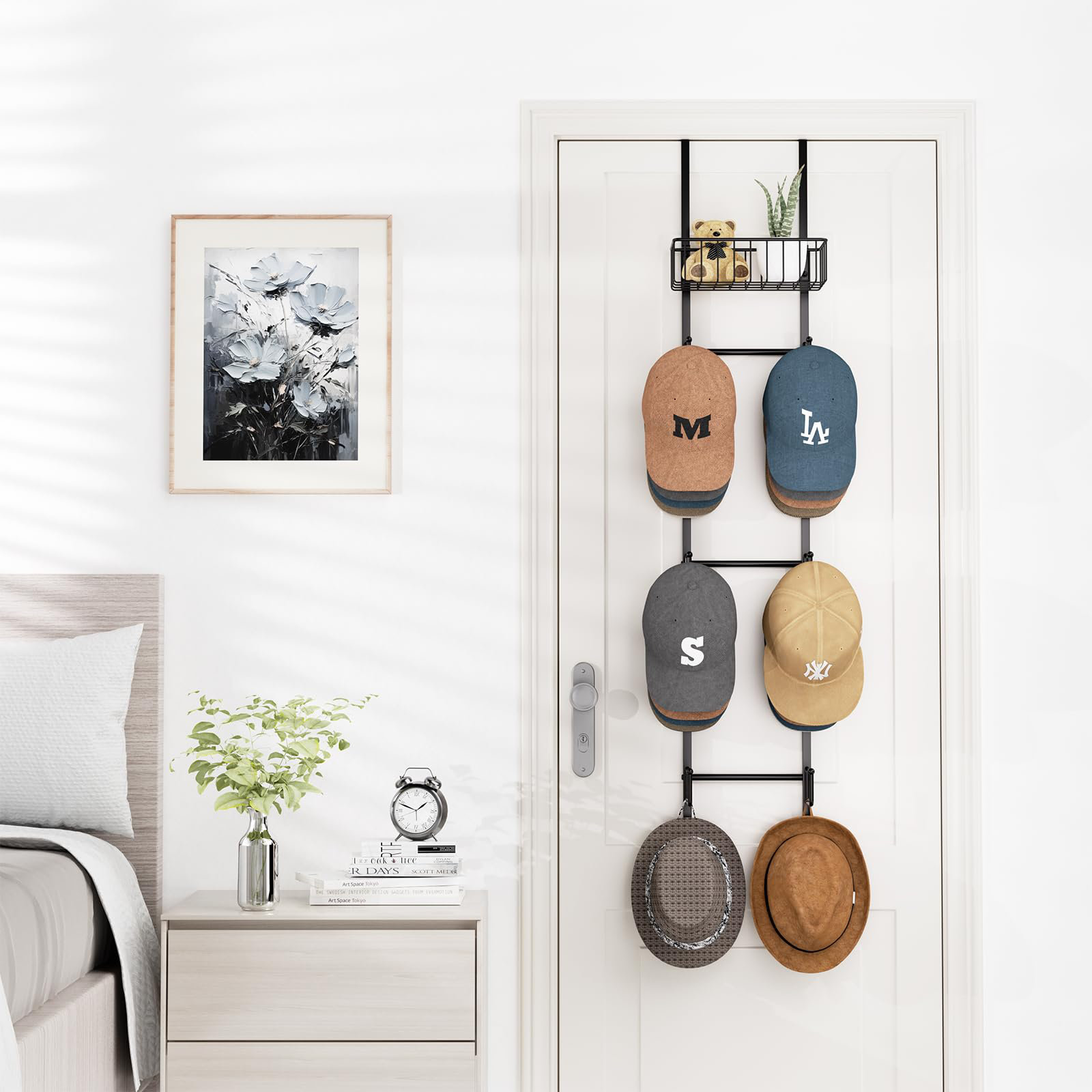 Rebrilliant Over Door Hat Rack - Wall Mounted Hat Holder With 6 Hooks ...