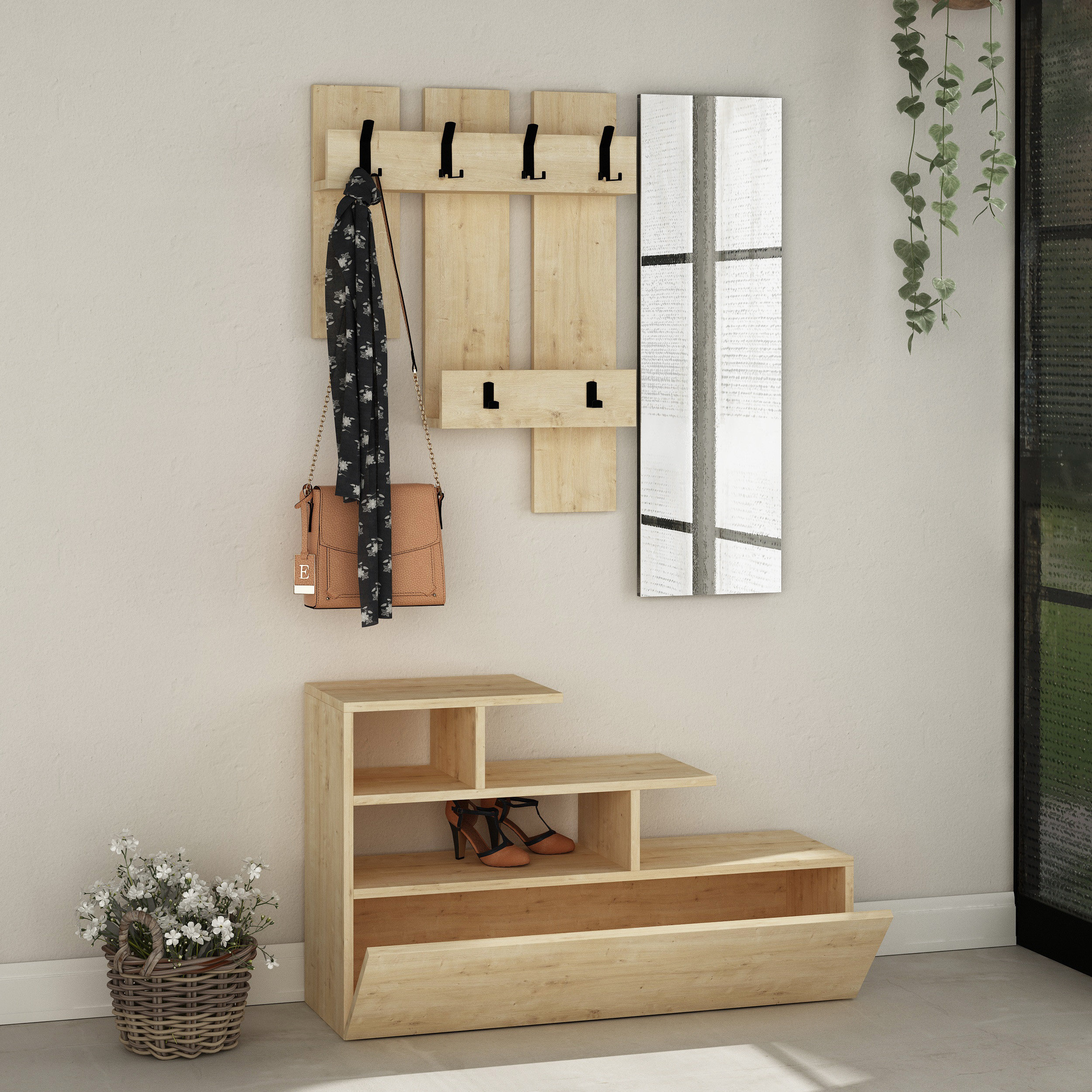 Hashtag Home Adison Hall Tree with Shoe Storage & Reviews | Wayfair.ie